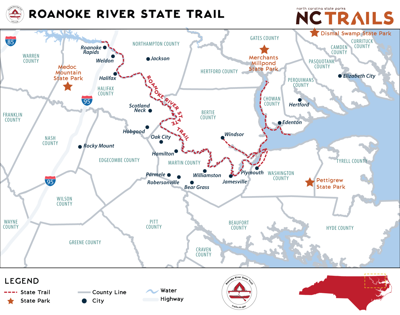NRP: Conaby Creek, NC: Roanoke River State Trail (Bear Track Landing to Roanoke River)